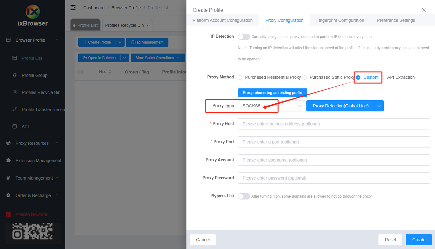 How to set up IPOASIS proxy with ixBrowser
